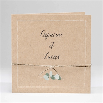 Faire-part mariage Eucalyptus carré plié - monFairePart.com