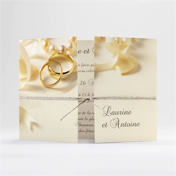 Faire-part mariage Alliances fond crème 2 volets - monFairePart.com