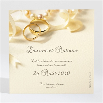 Save the Date mariage Alliances fond crème - monFairePart.com