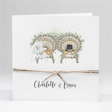 Faire-part mariage Fusion Champêtre carré plié - monFairePart.com