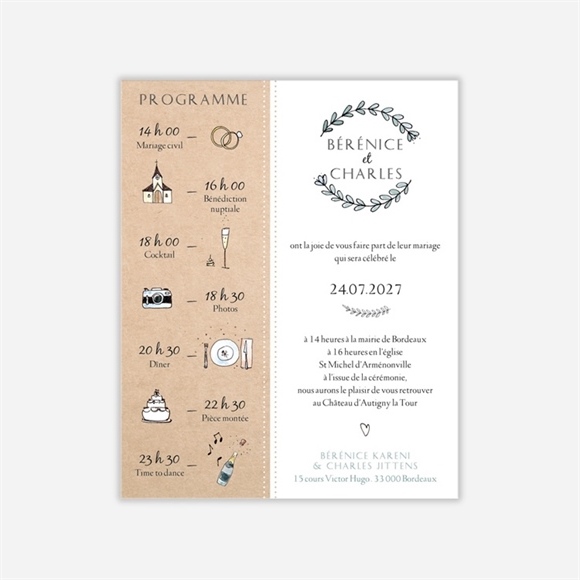 Faire-part mariage réf. N92039 - monFairePart.com