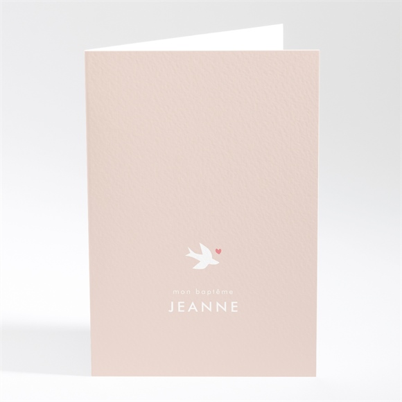 Menu baptême Colombe beige rosé - monFairePart.com